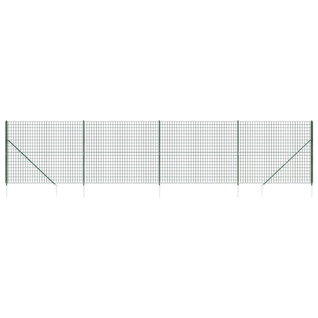 vidaXL Ograda od žičane mreže sa šiljastim držačima zelena 1,4 x 10 m ...